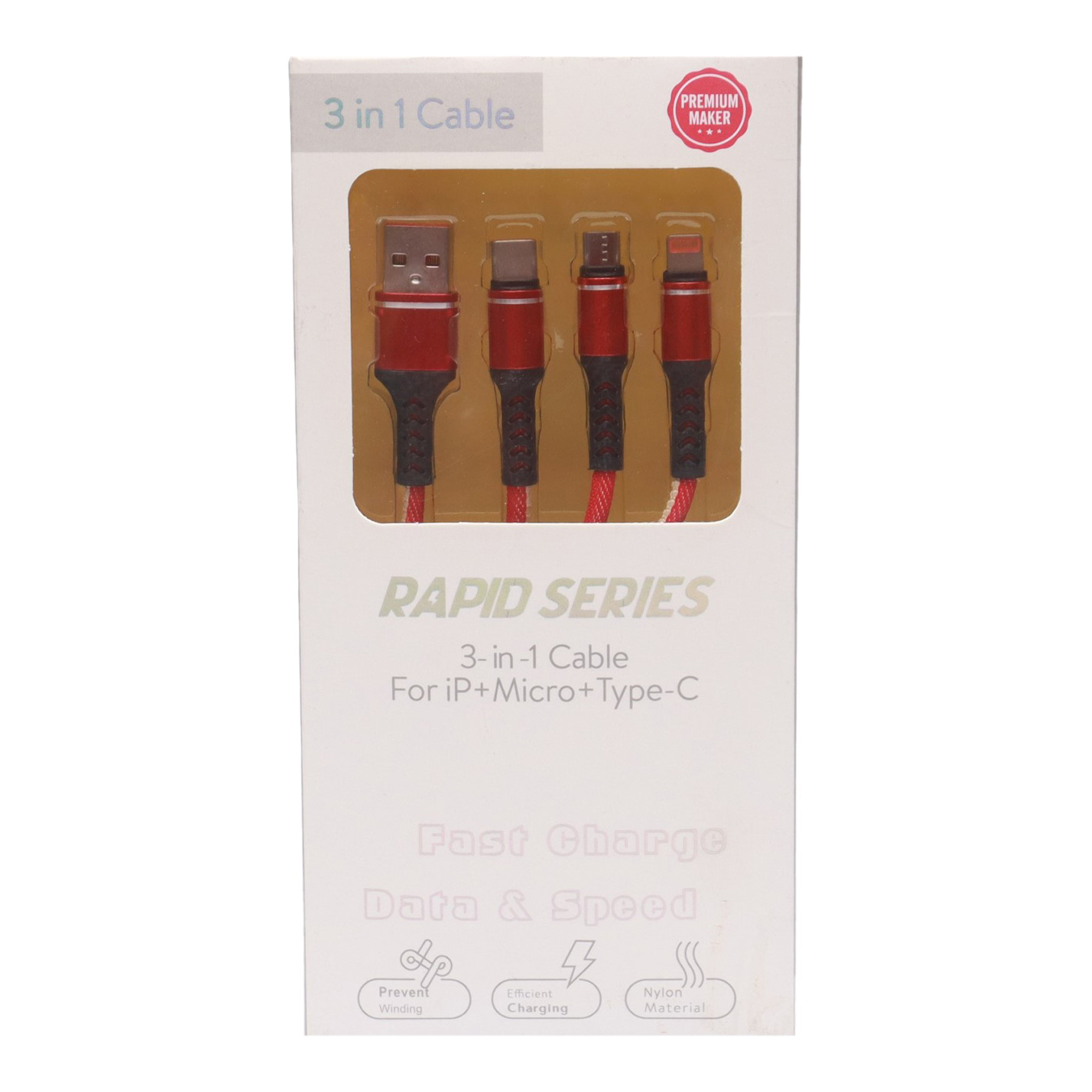 3 In 1 Rapid Series Data Cable/Mobile Charger Lightning, Type-C, Micro USB | Daraz.com.np