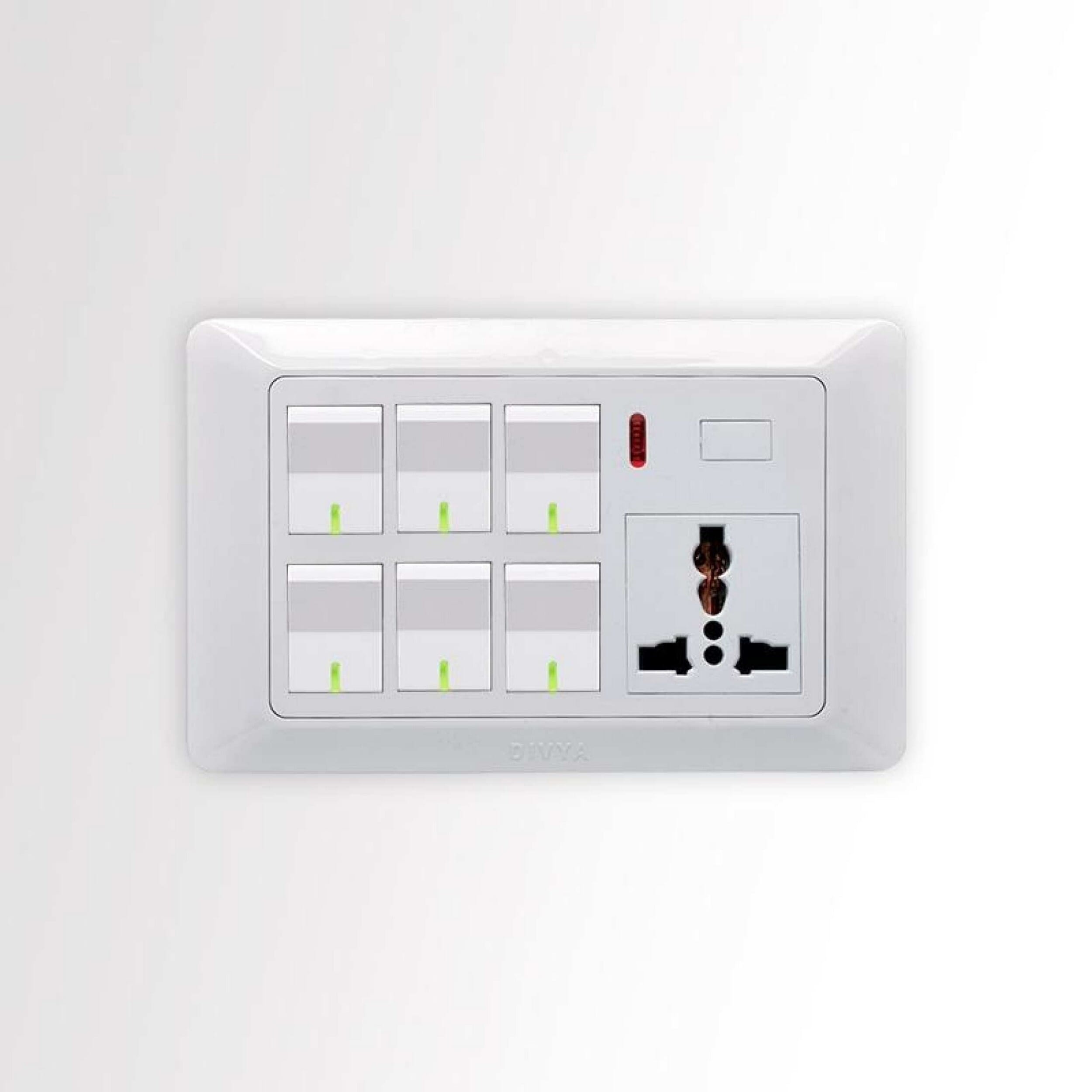 6 Gang Switch With Socket + Indicator Premium Switches | Daraz.com.np