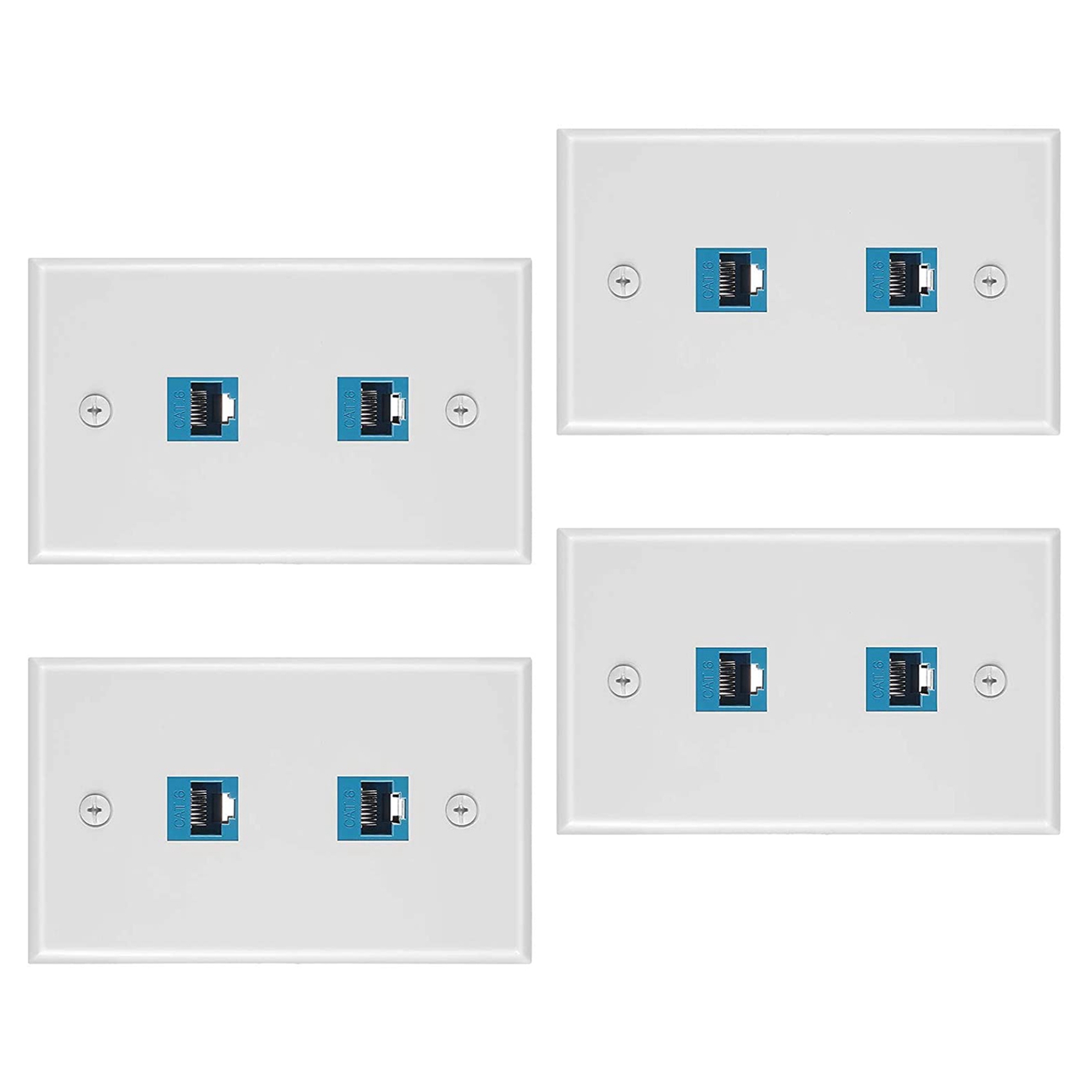 OUMERY 8 Pieces 2 Port Ethernet Wall Plate, RJ45 Cat6 Female to Female ...