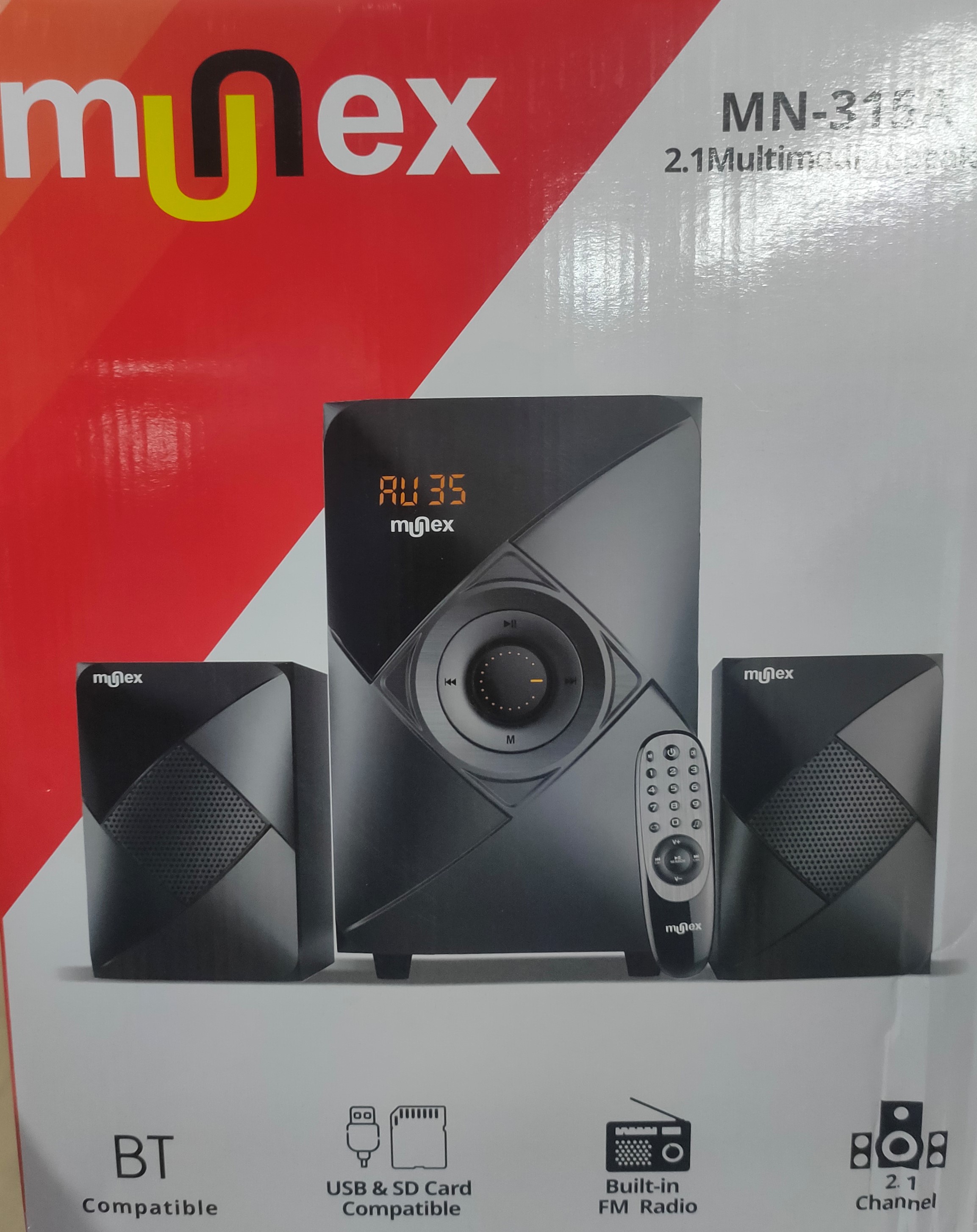 Munex- 2.1 Multimedia Speaker With Bluetooth Supporting ,USB, MSD, AUX ...
