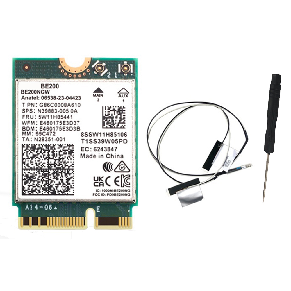 WiFi Card BE200NGW WiFi Card +2PCS Antenna BT 5.4 802.11AX Tri-Band M.2 ...