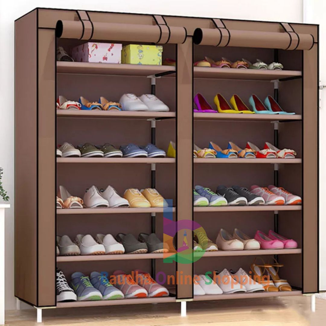 Double Layers Portable And Folding Shoe Rack - (120 X 30 X 108 Cms ...