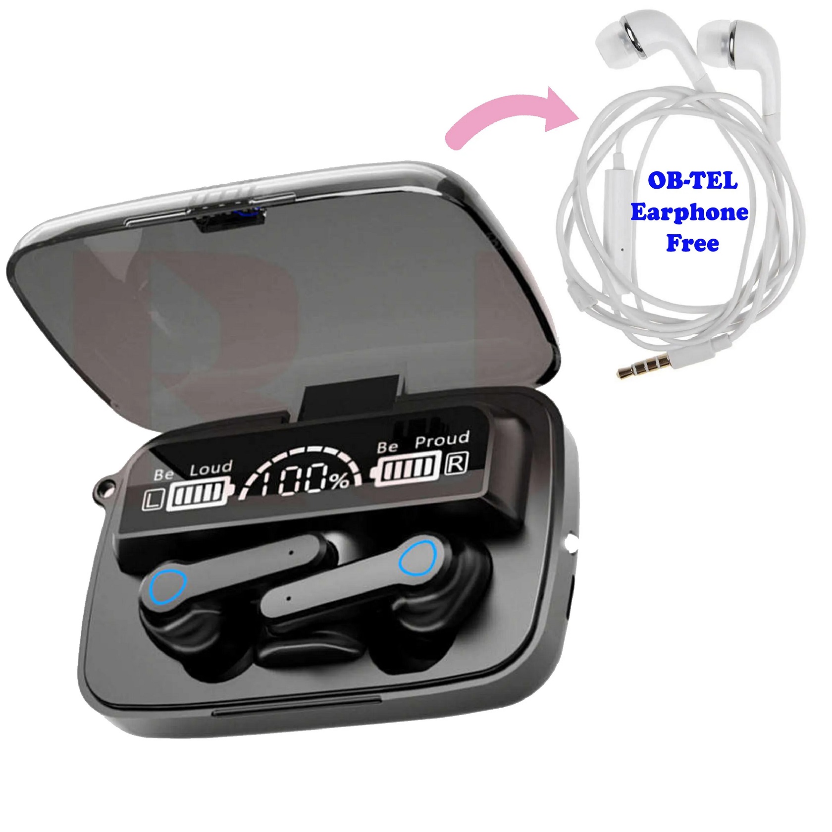 M19 Wireless Earbuds TWS Large Screen Dual LED Digital Display Touch ...