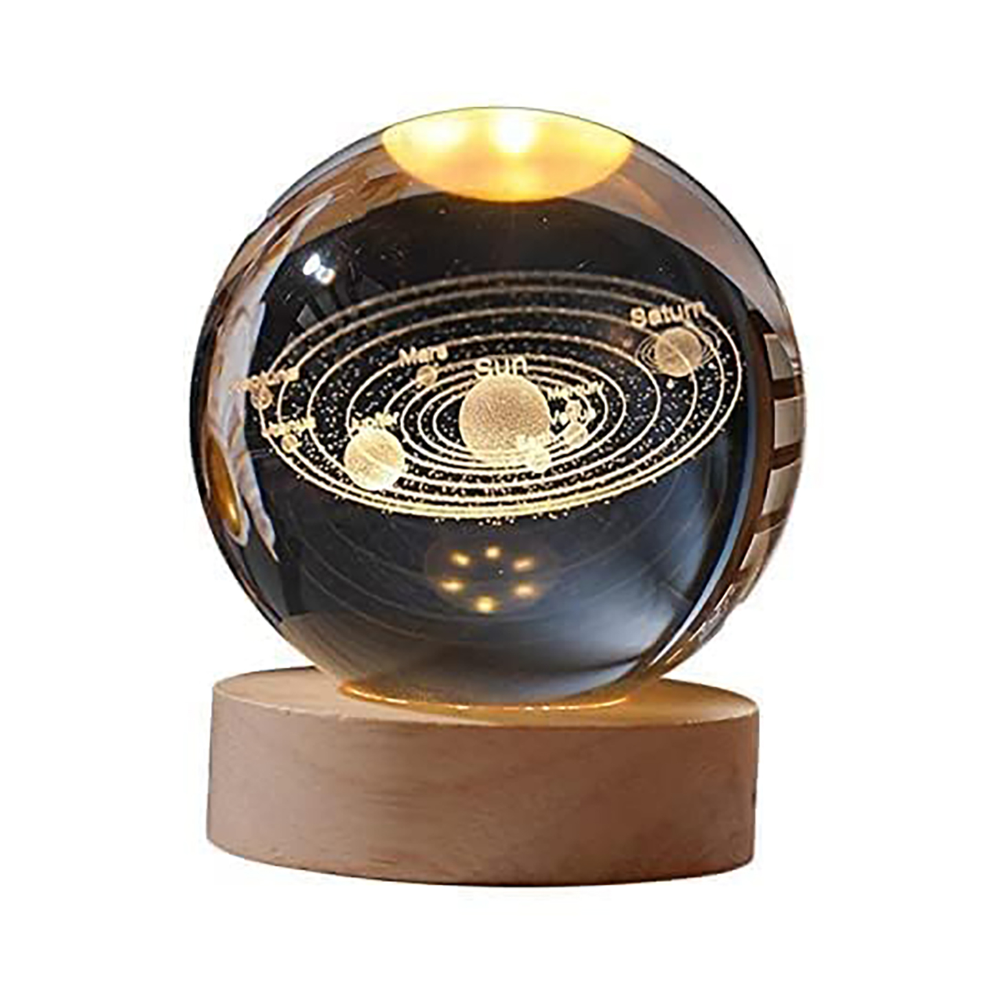 3D Decor Crystal Ball Night Light Starry Lamp Solar System LED Night ...