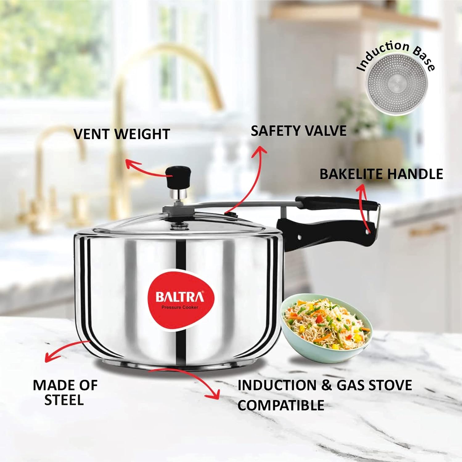 Baltra Fortune Stainless Steel Induction Compatible Pressure Cooker 3 ...