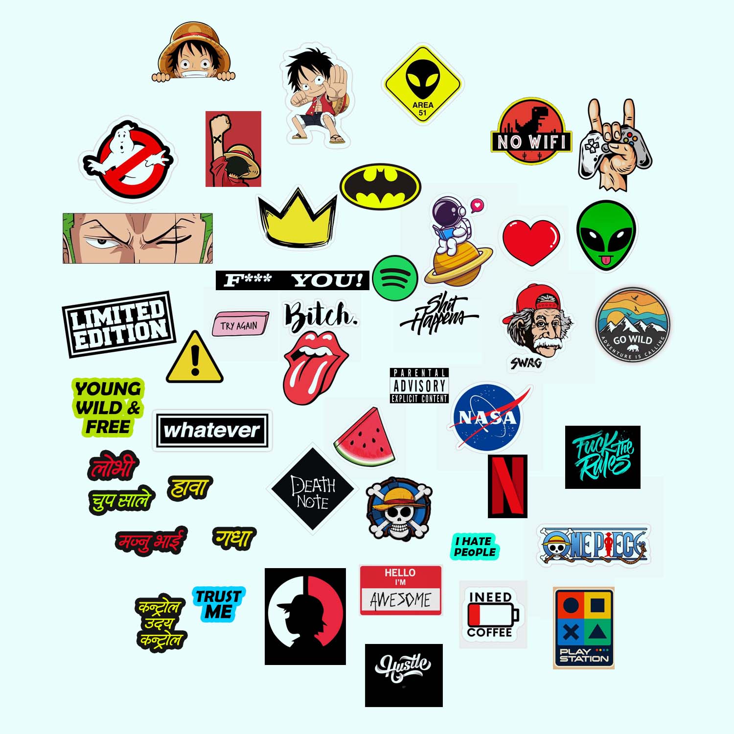 Anime Stickers Pack for Bike, Car, Laptop, Cycle, Helmet, Wallet ...