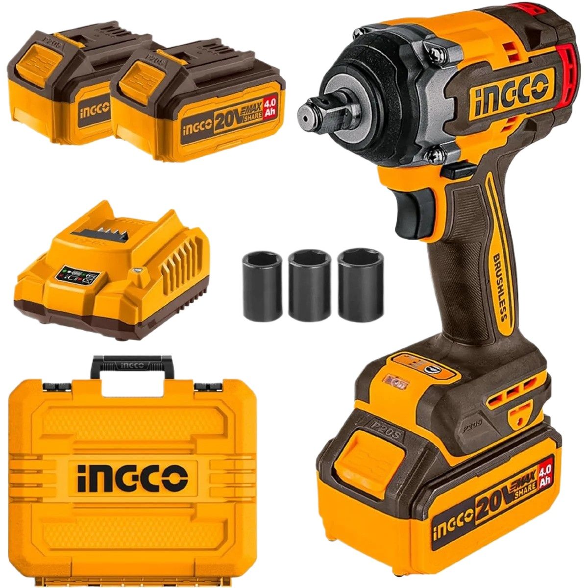 Ingco Cordless Impact Wrench Brushless Motor Square Drive 1/2 ...