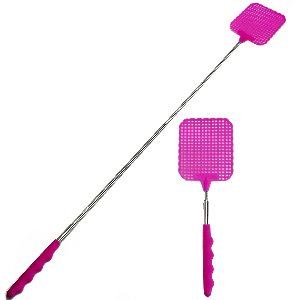 Flyswatter Fly mosquito insects swatter telescopic up to 73 cm pink ...