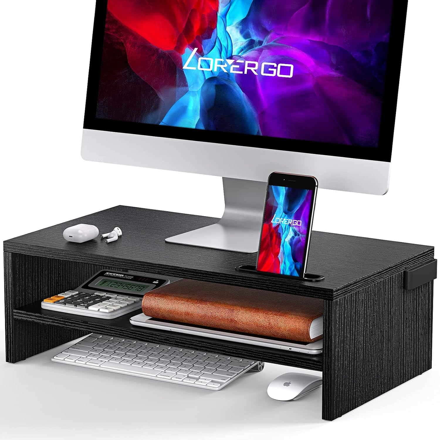 Ressence Monitor Stand, 2 Tier Tabletop Computer Riser with Cellphone ...
