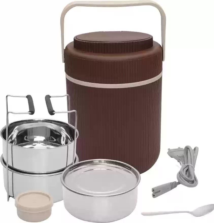 Jaypee Plus Ribbline 3 Steelness Steel Container Electric Lunch Box ...