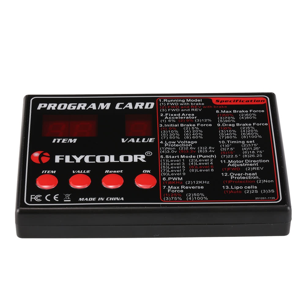 Flycolor Programing Card for RC Cars ESC Electronic peed Controller ...