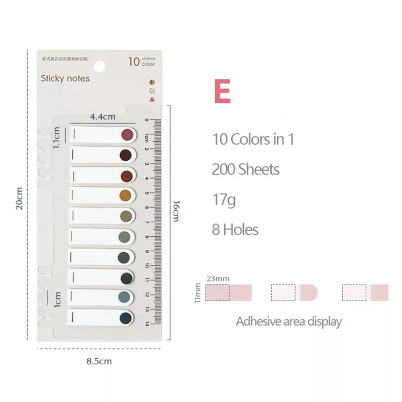 RHS Online 200 Sheets 10 Colors Morandi Combination PET Sticky Notes ...