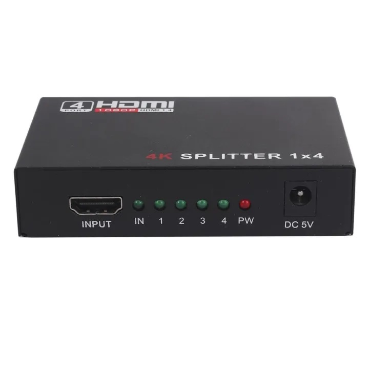 4 Port HDMI Splitter Adapter 4K Hub Multi Splitter & Amplifier 1 Input ...