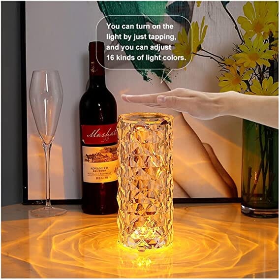 Crystal Table Lamp Rose Light Projector 3/16 Colors Adjustable Romantic ...