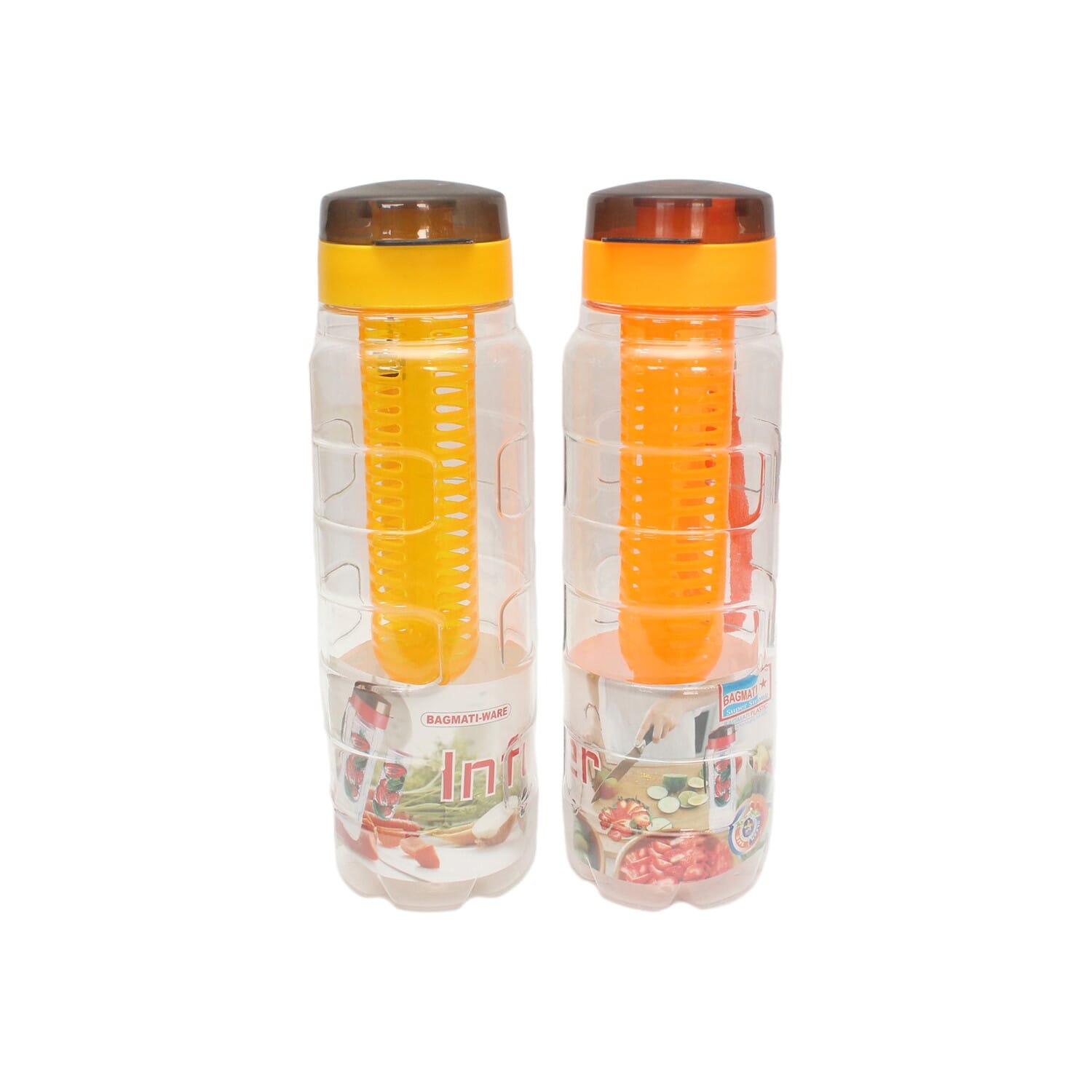 Bagmati Transparent Plastic Infuser Water Bottle 1Ltr (Combo of 2 ...