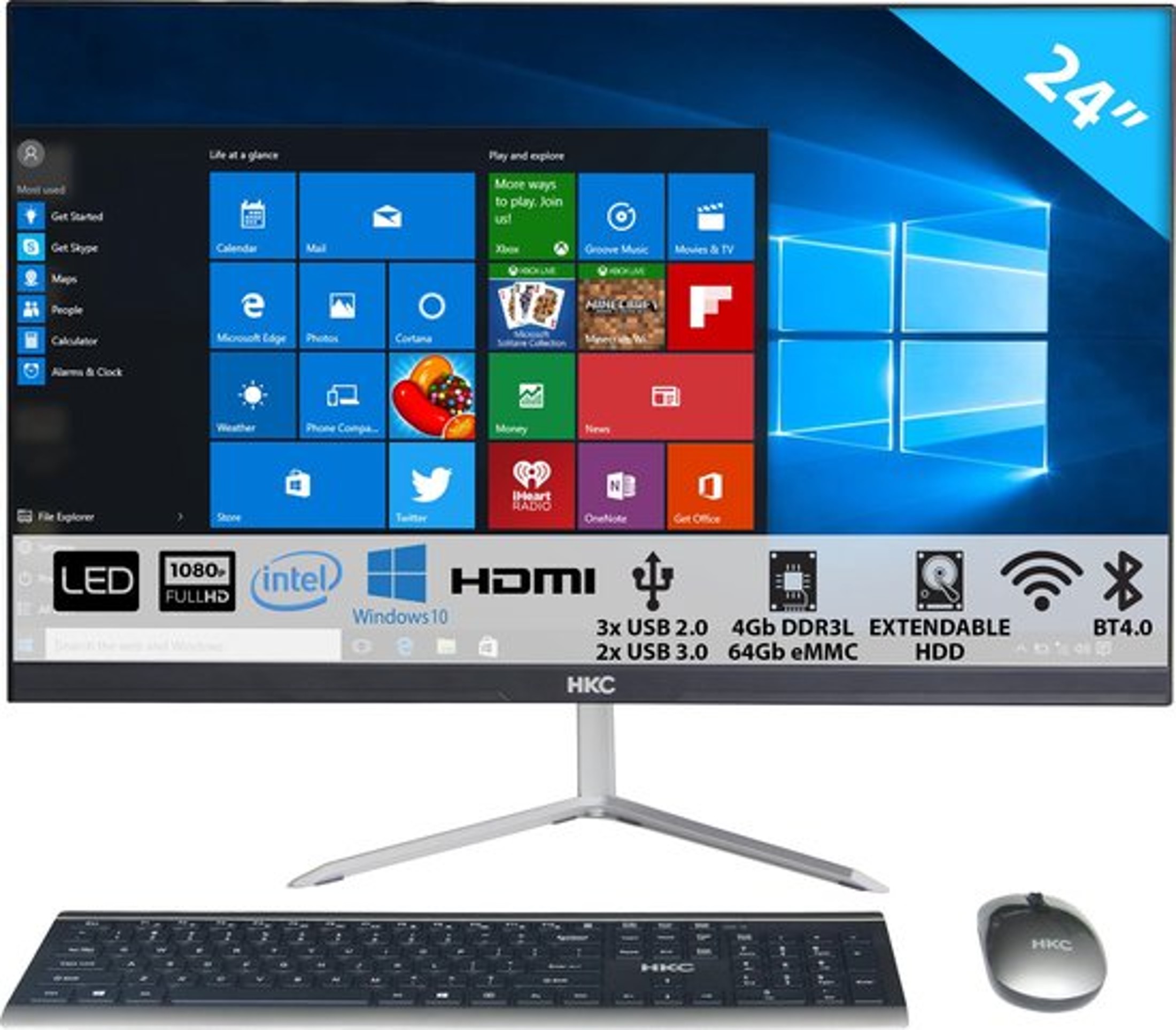 24" All In One Computer Inbuild Cpu In Monitor Full HD Display 8Gb Ram ...