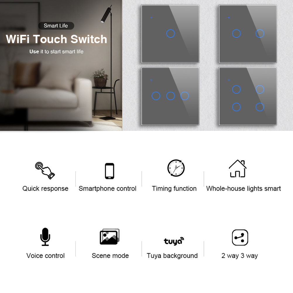 4 Gang Smart Home wifi Touch Switch 220V AC | Daraz.com.np