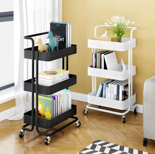 3 Layers Metal Color Storage Rack Hotel Room Service Trolley Household ...