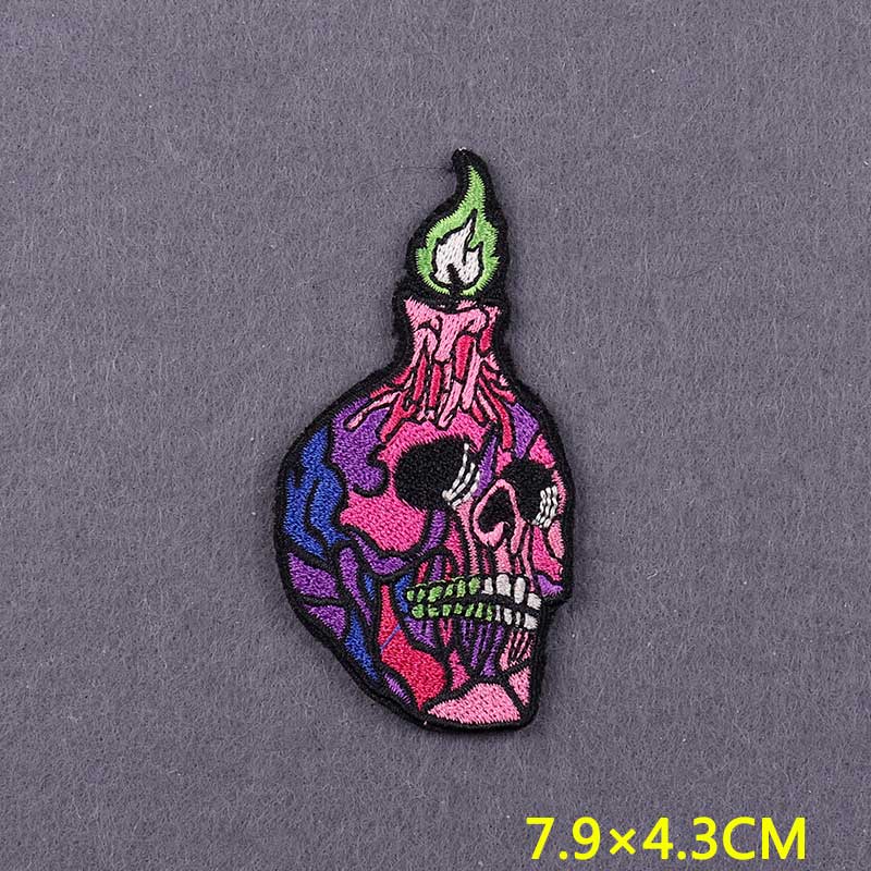 2025 New skull Patch Embroidered Patches For Clothing DIY Stripes Iron ...