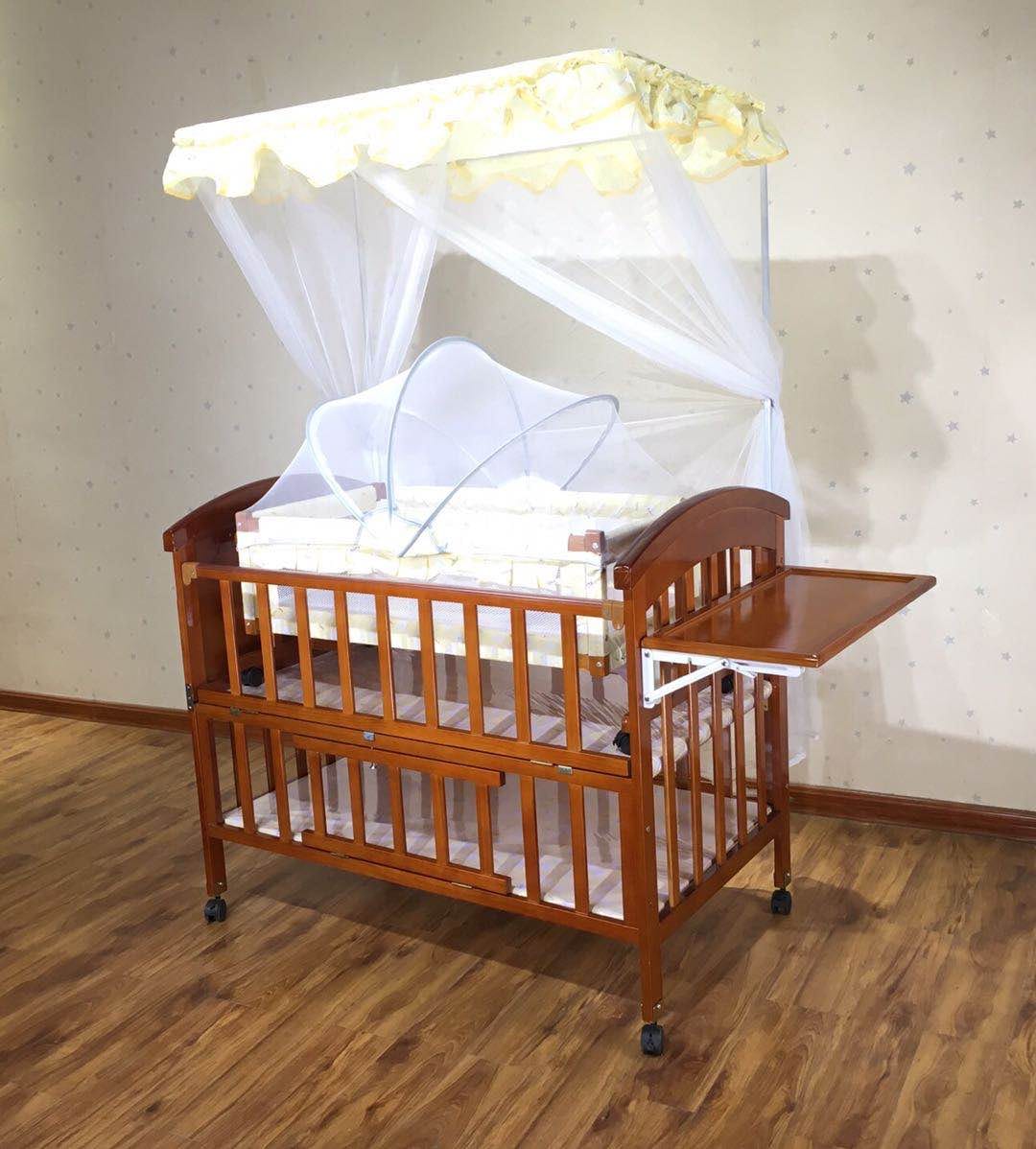 Baby Wooden Cot with Swing and Mosquito Net Cot (Wooden) For Kids ...