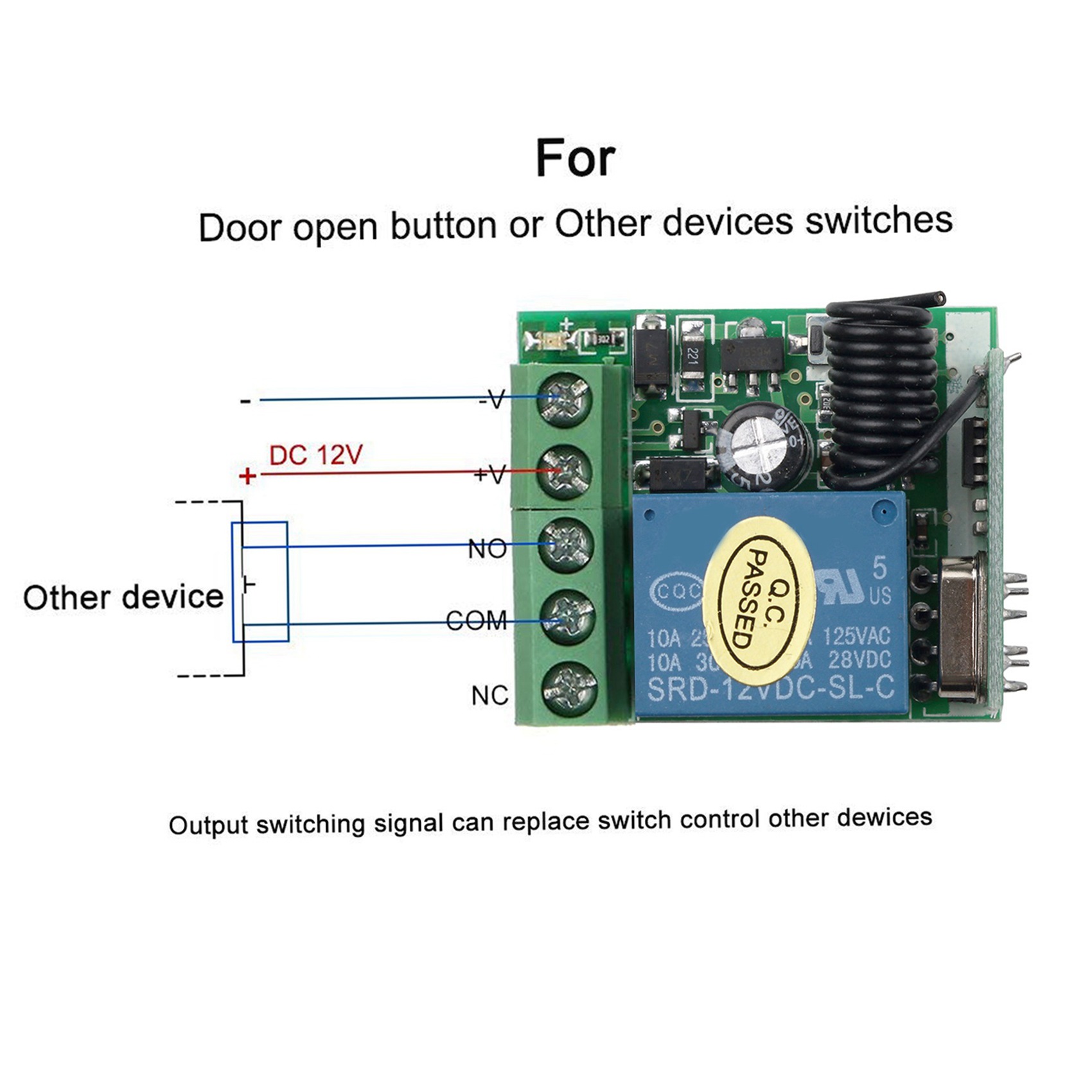 OUMERY 2X DC 12V Single Channel Relay Module Universal Wireless Switch ...