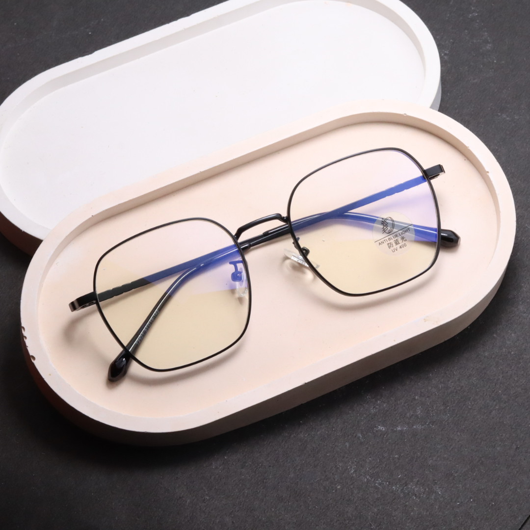 Blue Ray Cut Black Metal Frame Glass For Women And Men | Daraz.com.np
