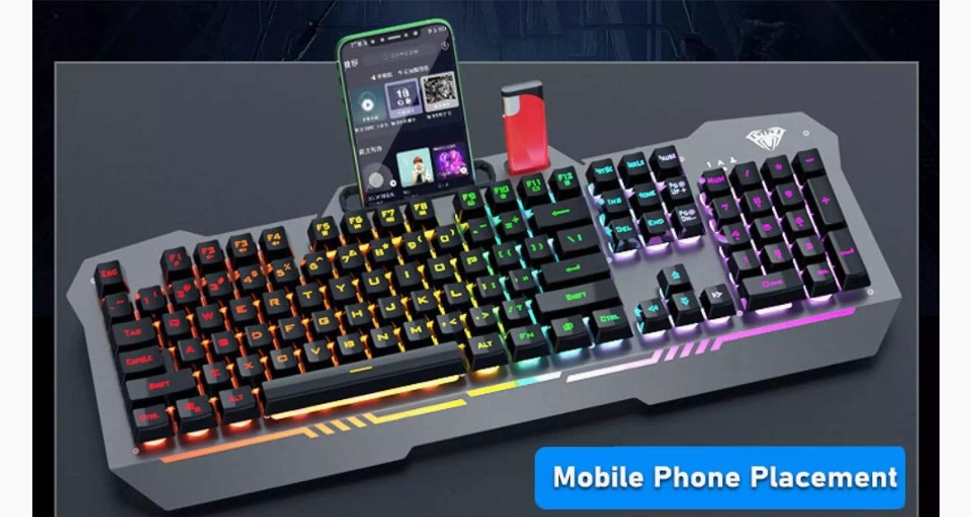 AULA F3010 Wired Gaming Keyboard 26 Keys Anti-ghosting Ergonomic Metal ...