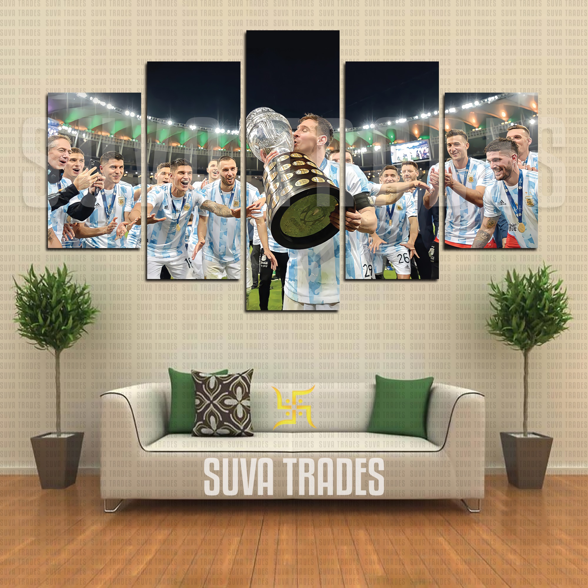 5 Panel Argentina Lionel Messi GOAT Copa America 2021 Wall Hang ...