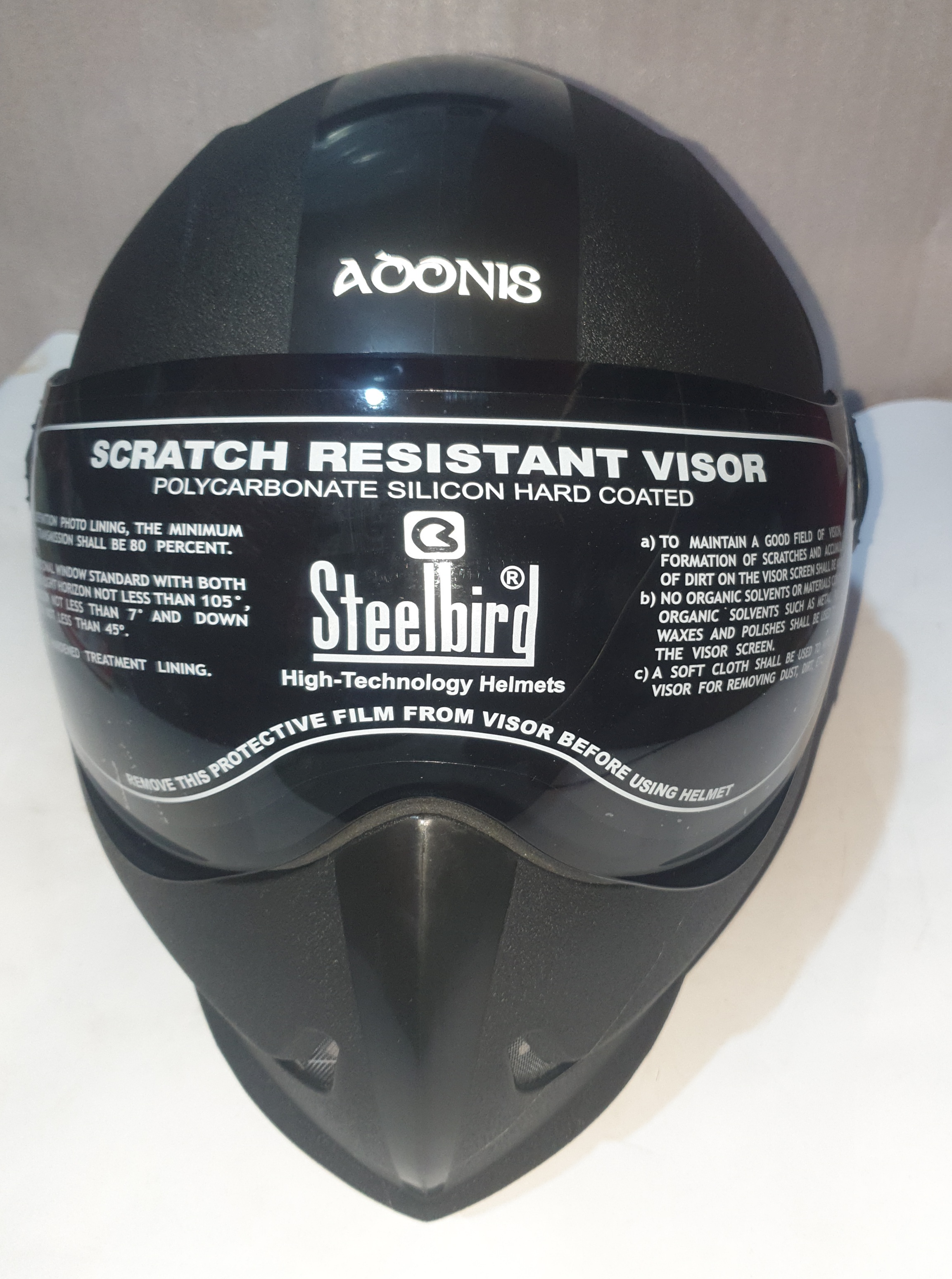 Steelbird Adonis Classic Black Full Face Helmet | Anti Scratch Coated ...