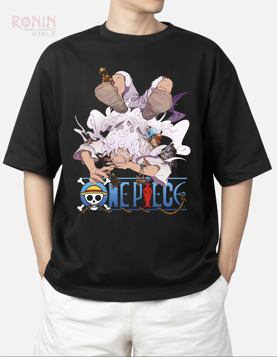 Ronin Merch Unisex Cotton Black Oversized Tshirt with Luffy Print ...