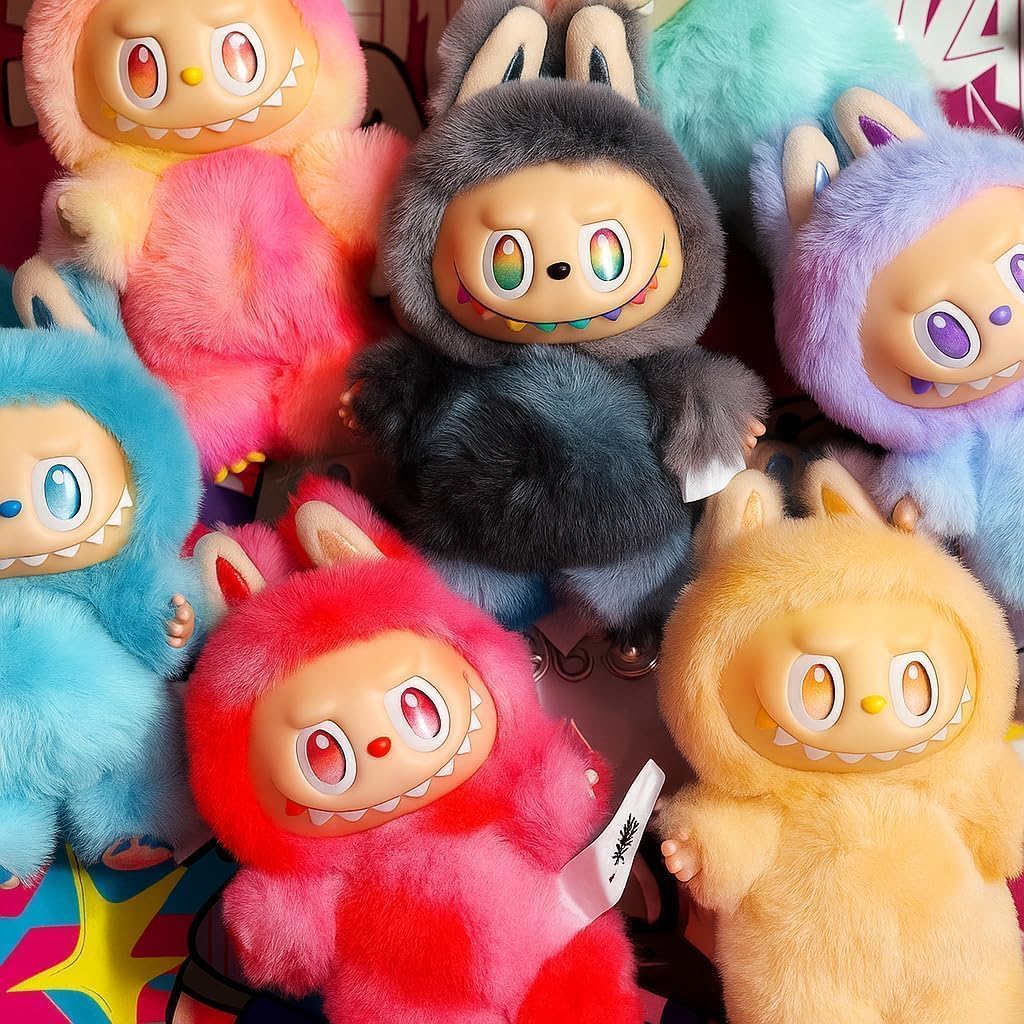 Labubu Vinyl Doll Pop Mart Blind Box Fluffy Rotatable V3 Party Series ...