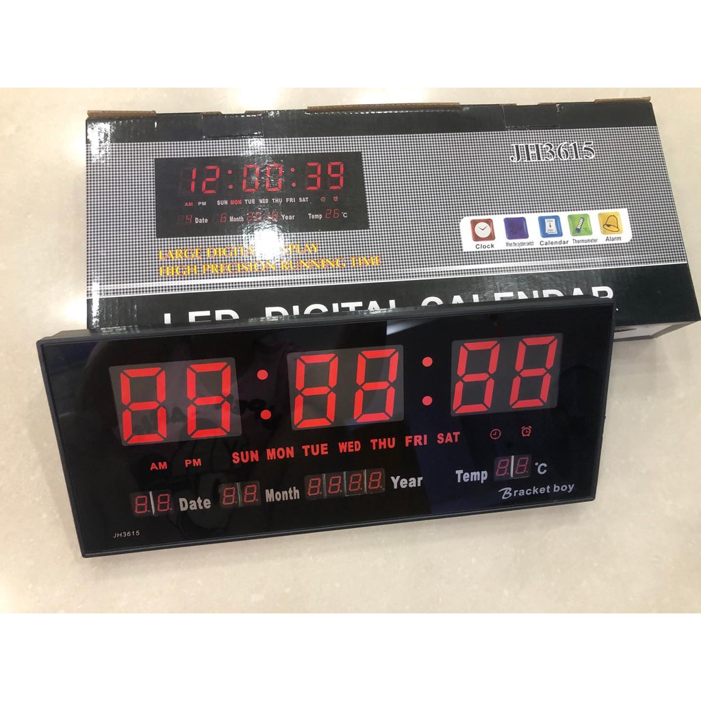 Khopo LED Digital Calendar JH3615 Digital LED Wall Clock, Length 36 cm ...