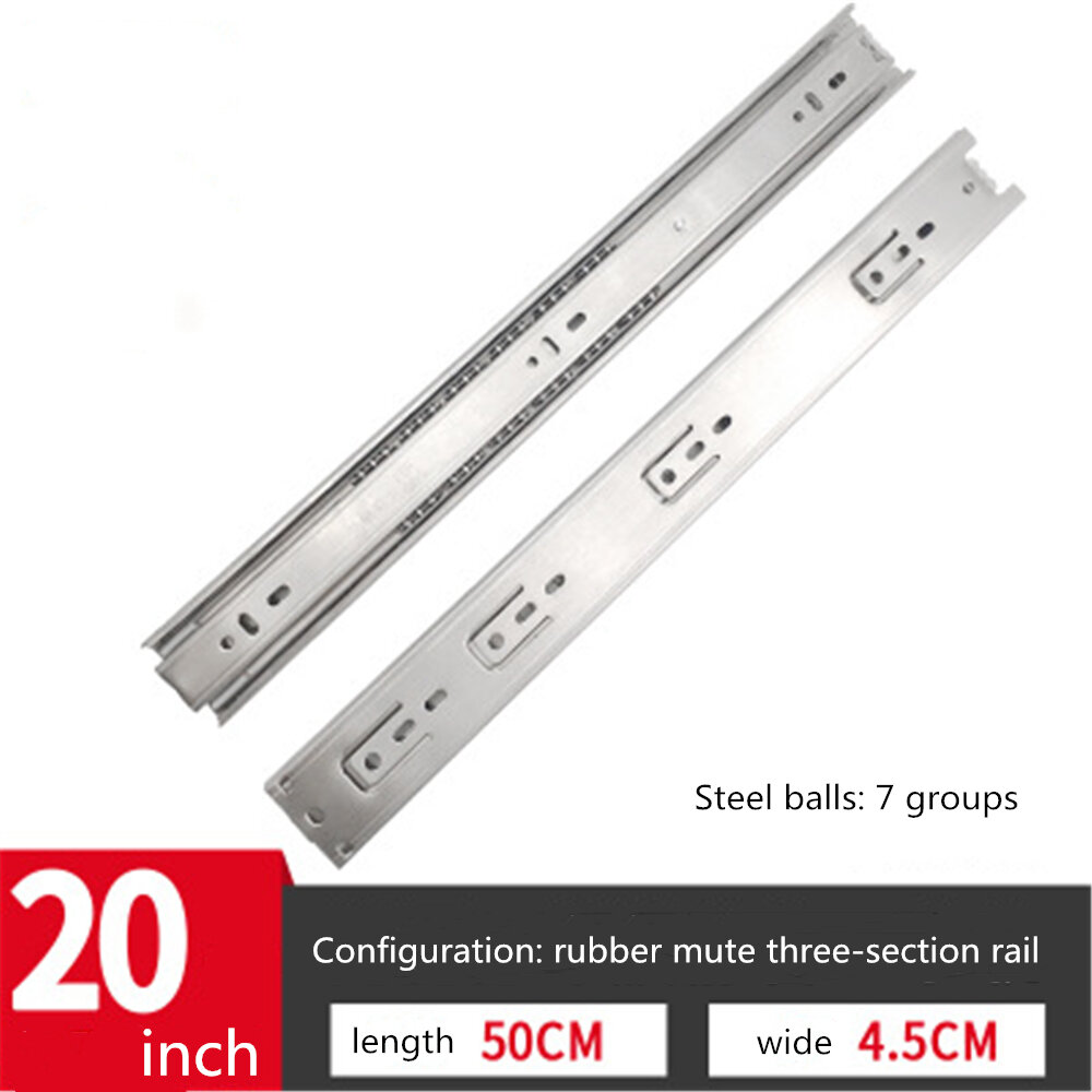 Cabinet damping slide rail thickened stainless steel guide rail drawer ...
