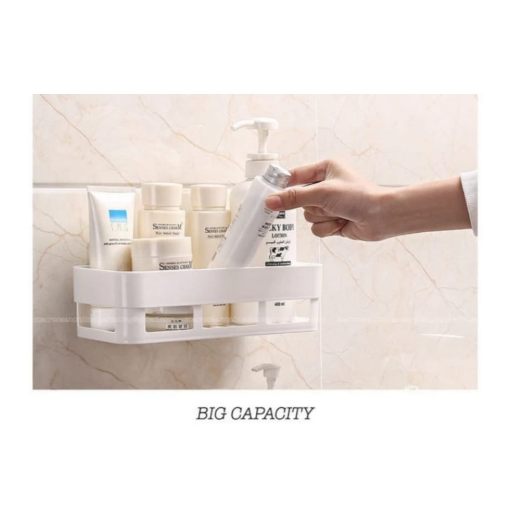 Wall Mounted Plastic Bathroom Rectangular Shelf Storage Rack | Daraz.com.np