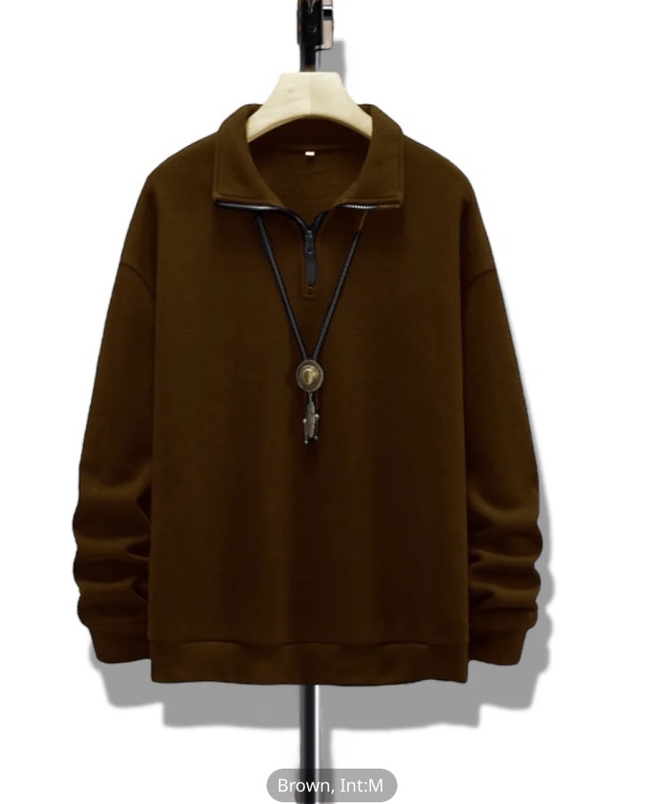 Comfortable Cool Terry Cotton Half Zip Chain Sweatshirt For Men | Daraz ...