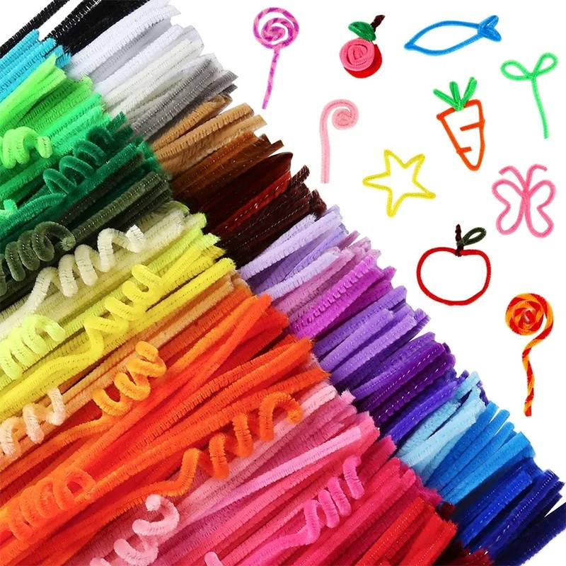 100Pcs Stems Pipe Cleaners 5MM Children Kids Plush Educational Toy ...
