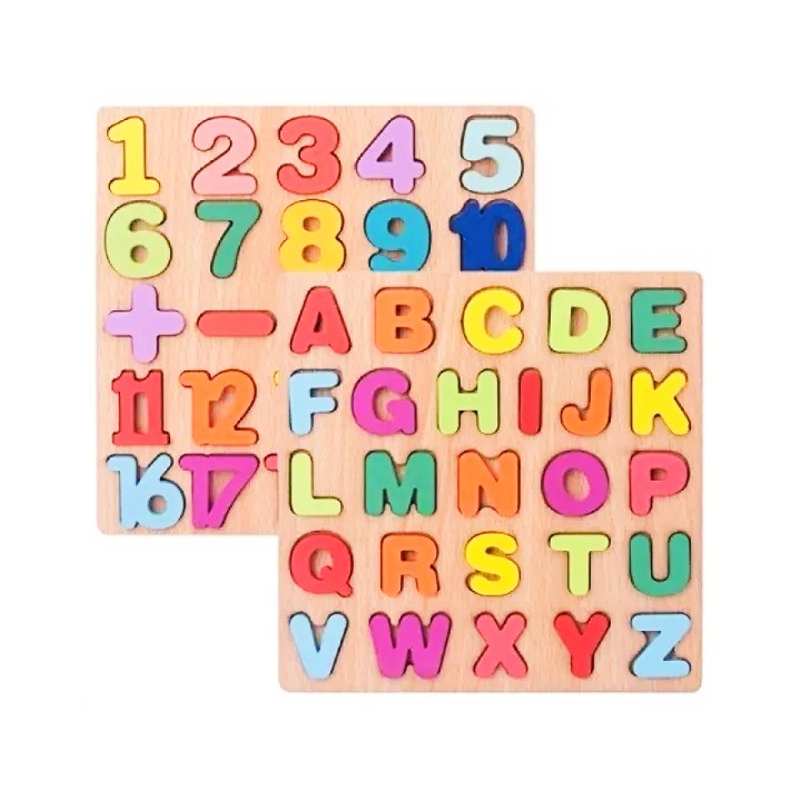 2-Pack Wooden Alphabet and Number Puzzle Set for Kids Learning | Daraz ...