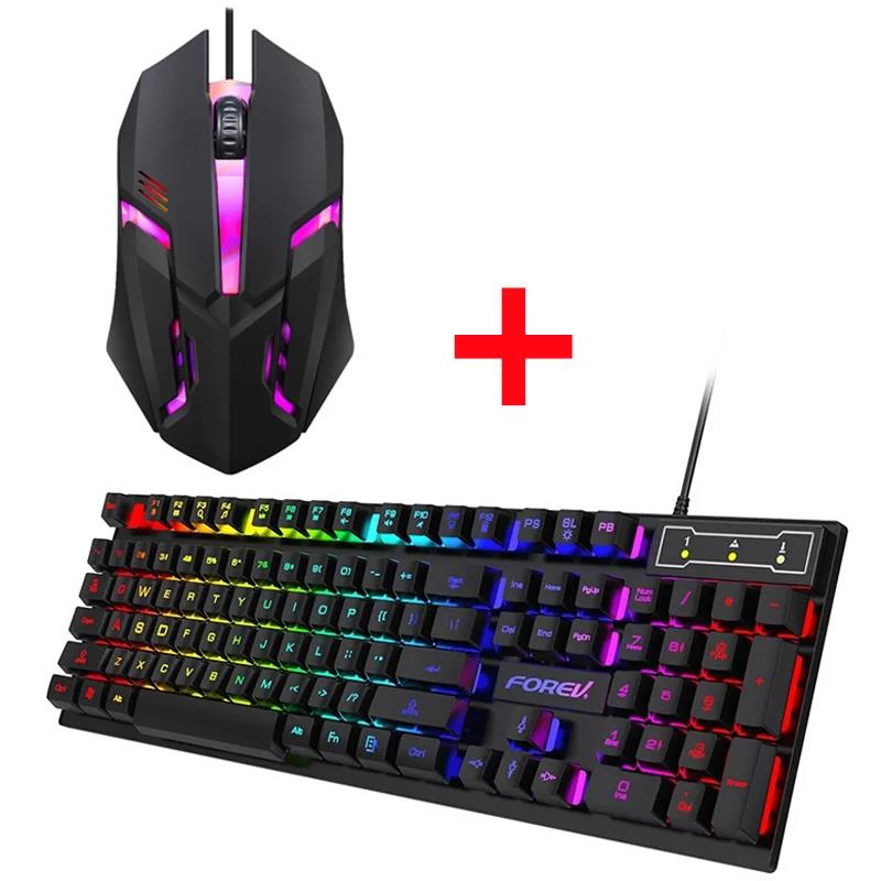 Office C Laptop Luminous Keyboard & Mouse Gaming Keyboard Waterproof ...