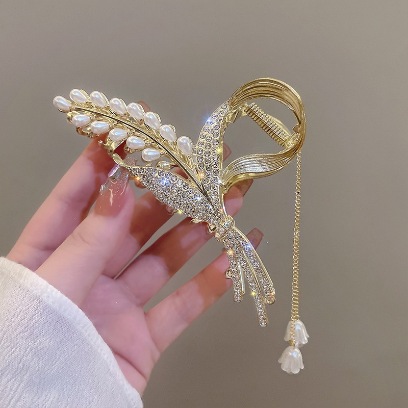 Enacolor Delicate Crystal Flower Wheat Lily of the Valley Tassel Hair ...