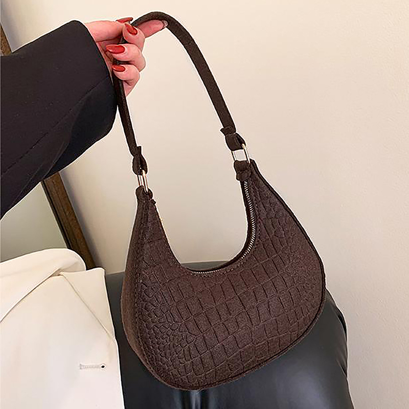 Candy Color Advanced Design Texture Armpit Handbags Felt Shoulder Bags ...