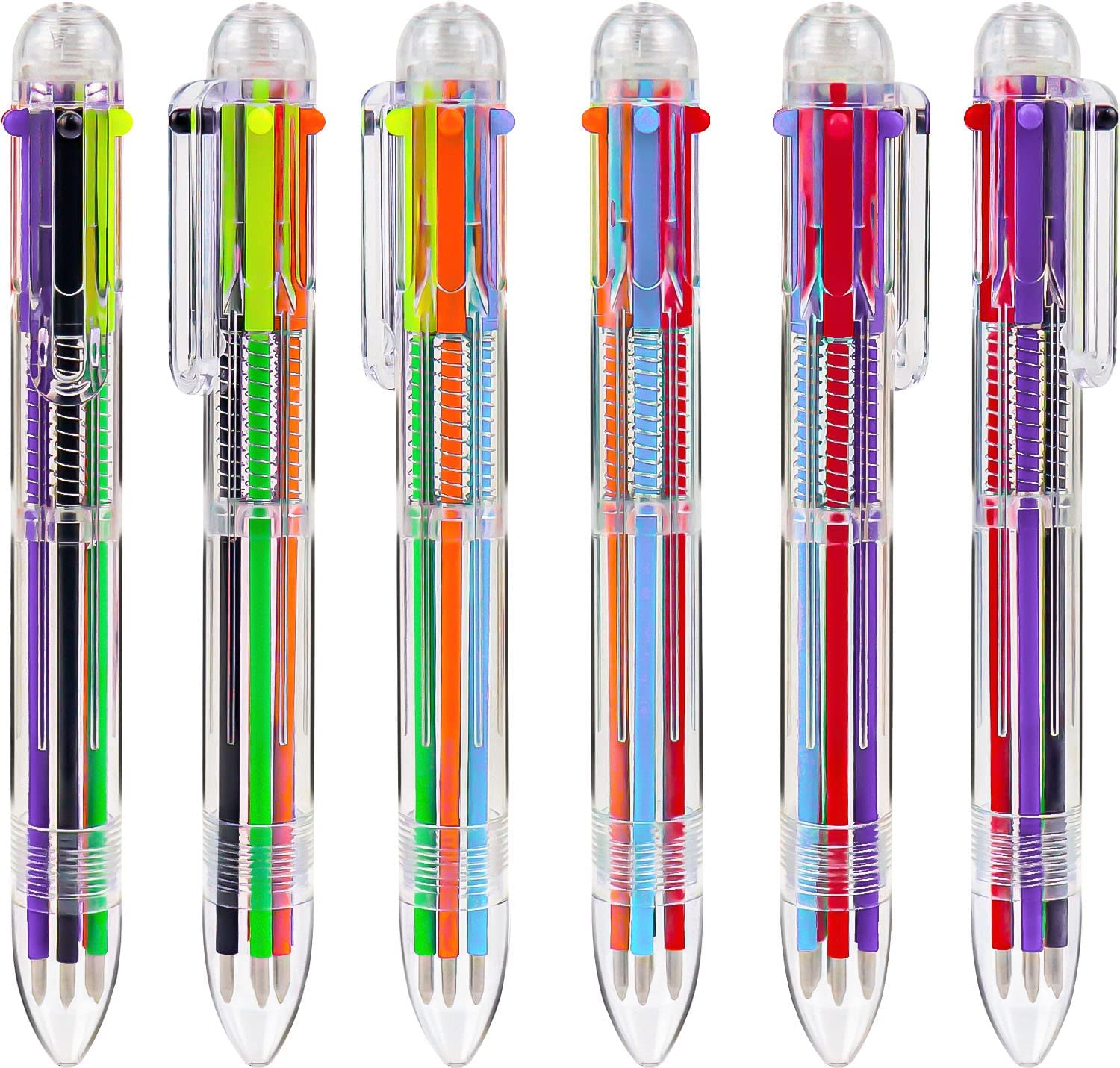 Multicolor Ballpoint Pen, 6-Color Retractable Ballpoint Pens For Office ...