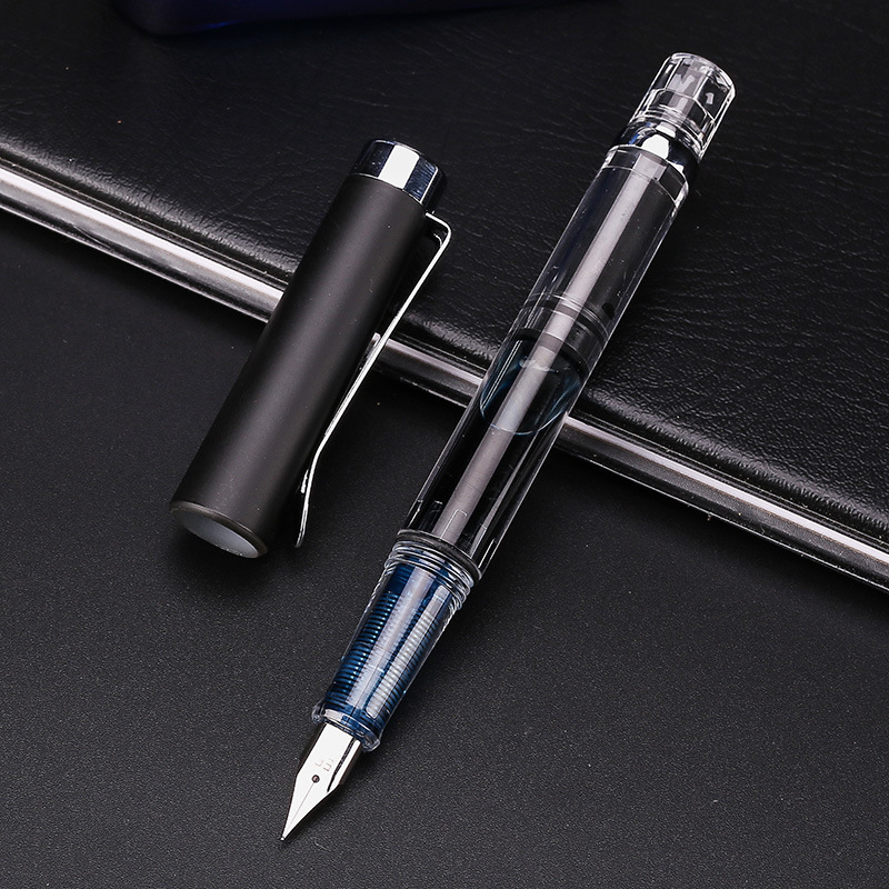 High quality 3008 Piston Transparent Fountain Pen Set EF/F Silver ...