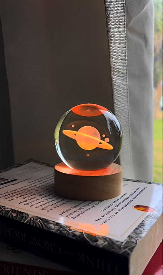 3D Galaxy Crystal Ball lamp Night Light With Wooden Base Moon, Saturn, Galaxy | Daraz.com.np