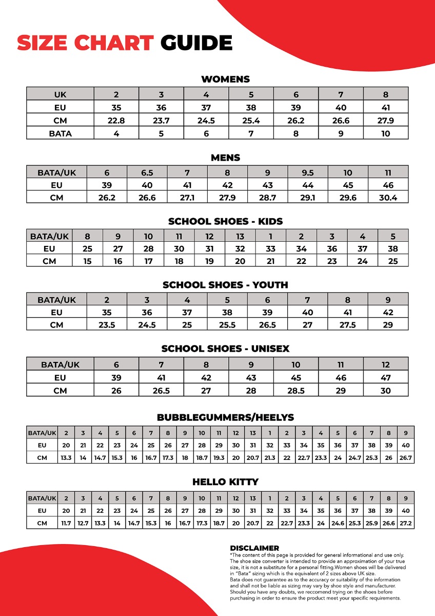 Bata Shoe Size Chart India Canoeracing uk