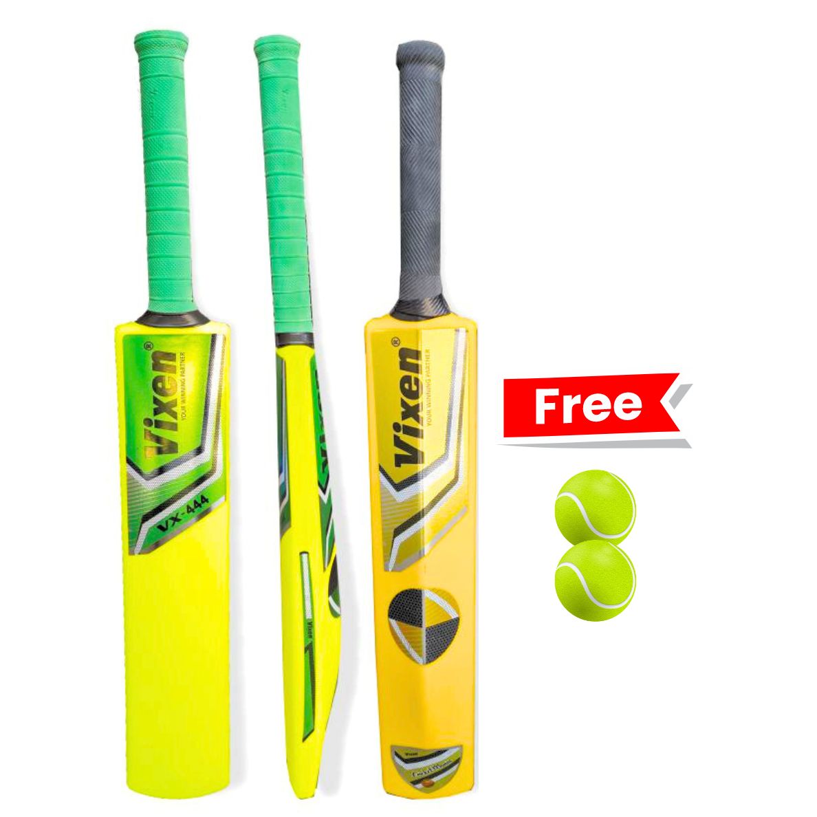 Premium VX 444 Hard Plastic Cricket Bat with 2 Free Tennis Balls ...