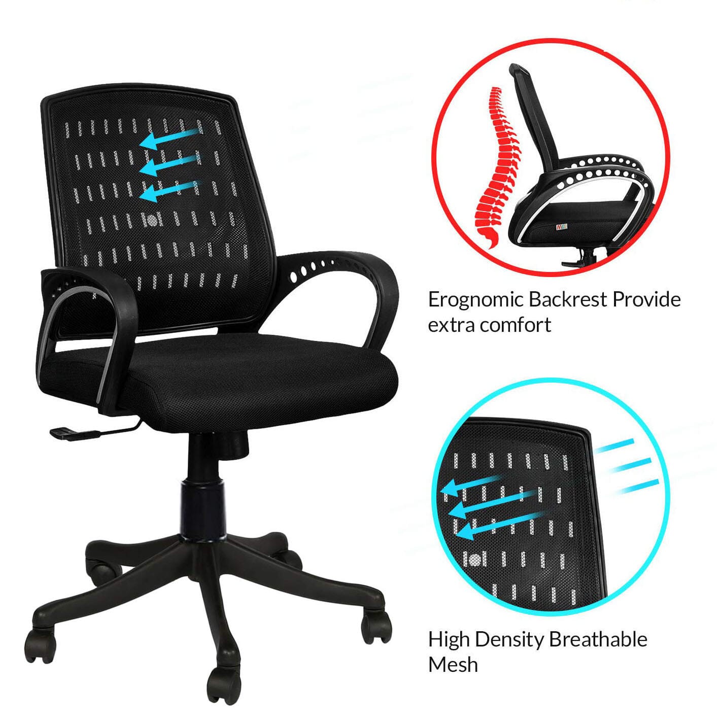 Black Solid Office Revolving Chair | Daraz.com.np