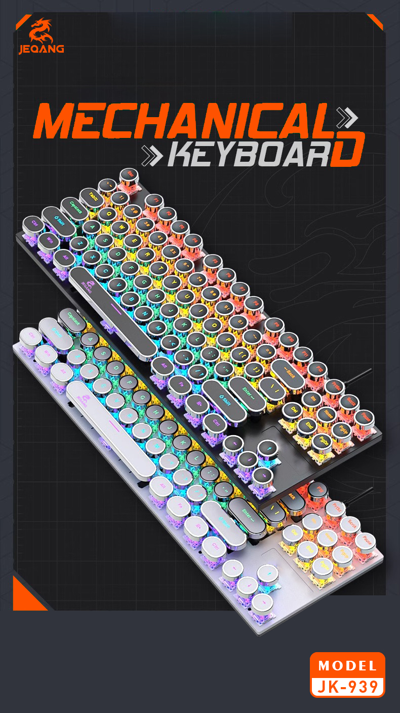 JEQANG JK-939 87-Key RGB Backlit Punk Mechanical Keyboard USB Interface Gaming Keyboard in ...