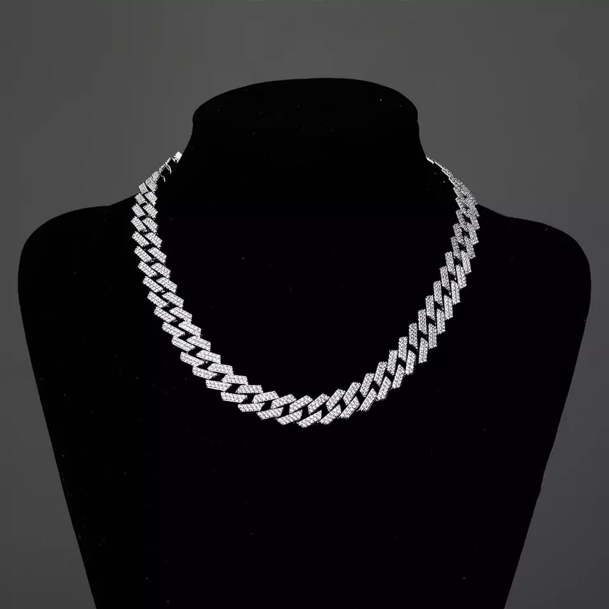 ANX Cuban Link Rhinestone Necklace Cuban Chain Ice Chain For Men 3 Different Colors Fashion Rhinestone Necklace For Men Daraz .np