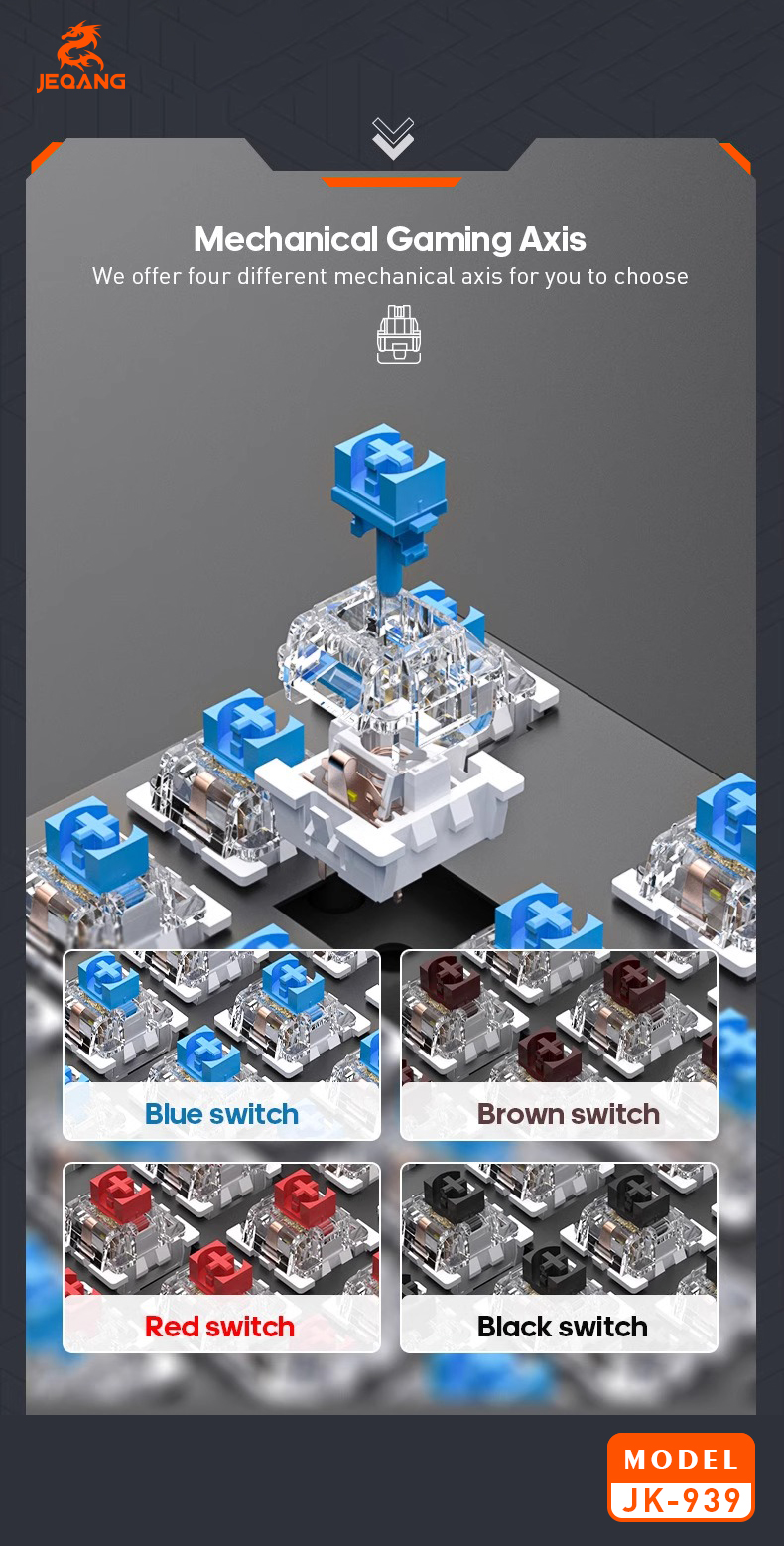 JEQANG JK-939 87-Key RGB Backlit Punk Mechanical Keyboard USB Interface Gaming Keyboard in ...