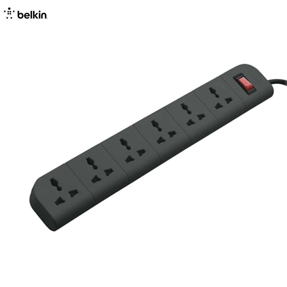 Belkin Essential Series 6-Socket Surge Protector Universal Multi Plug ...